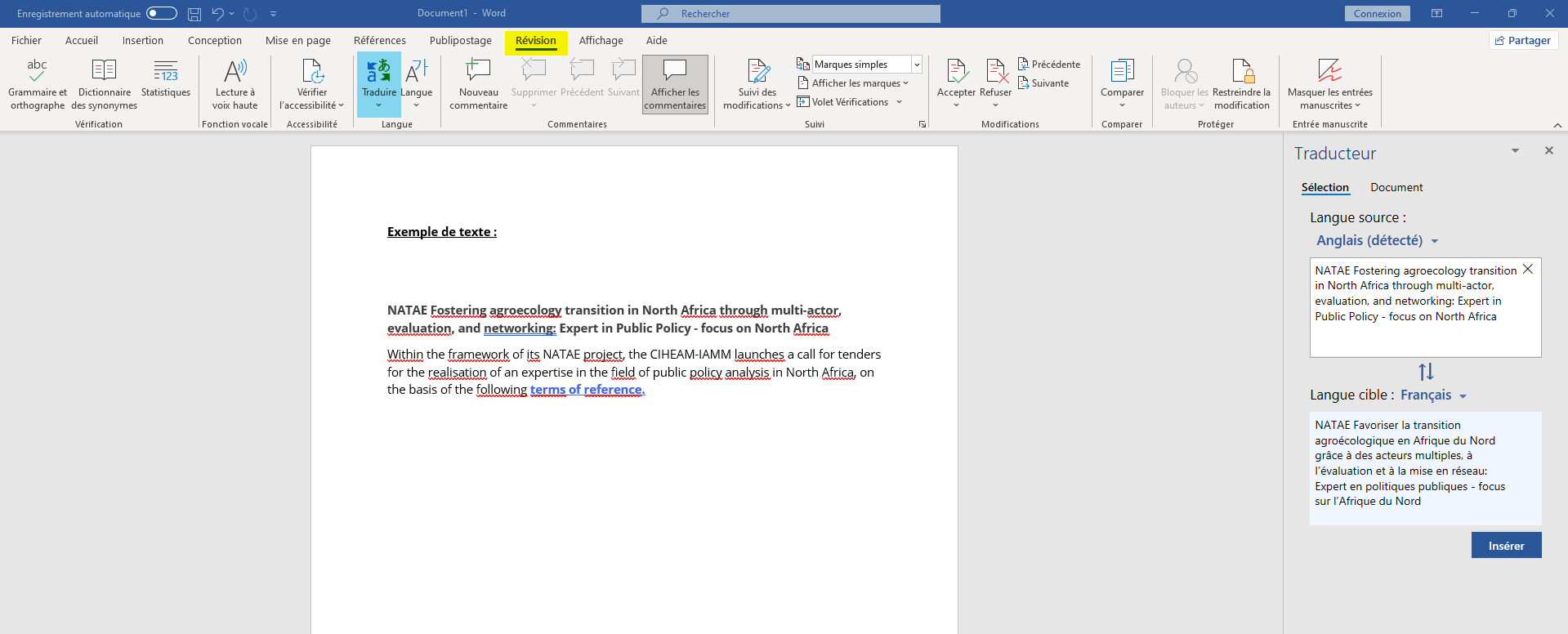 Tuto traduction Word – Service Informatique